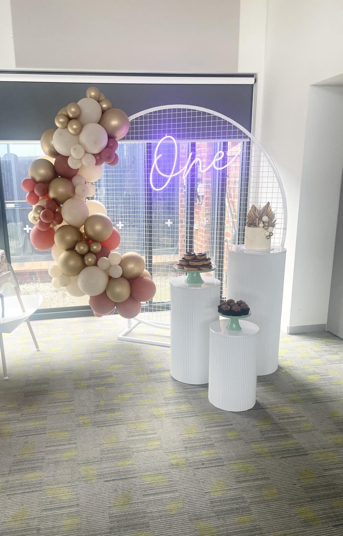 First Birthday "One" Neon Sign & Backdrop Party Pack - For Hire – Neon ...